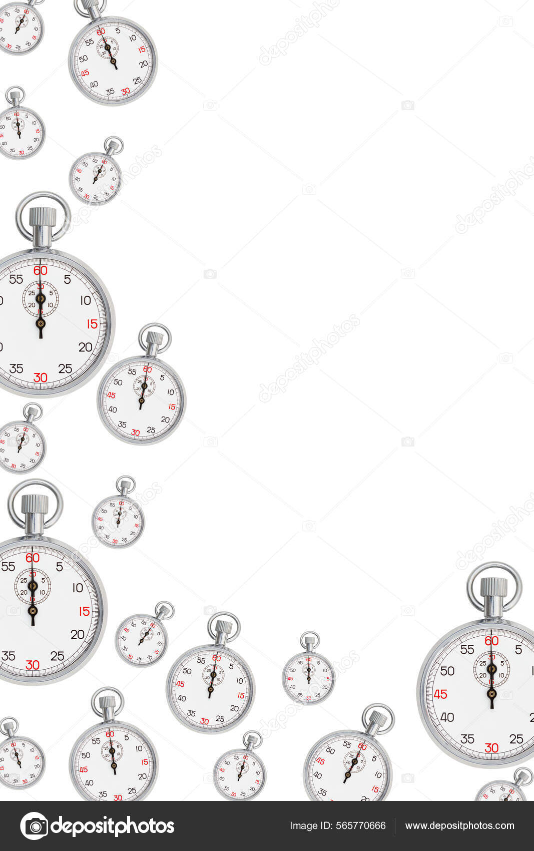 Time Border Silver Stopwatch Isolated White Copy Space Your Time ...