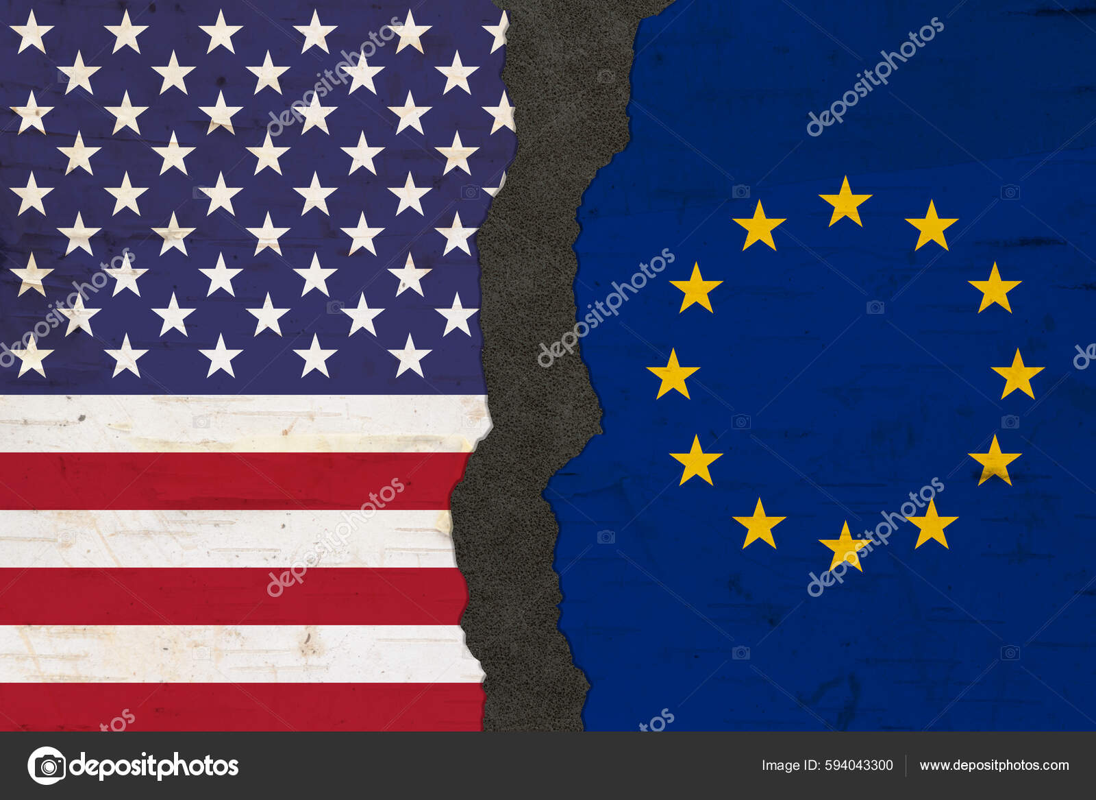 American Flags Torn Apart Dark Separation Material — Stock Photo ...