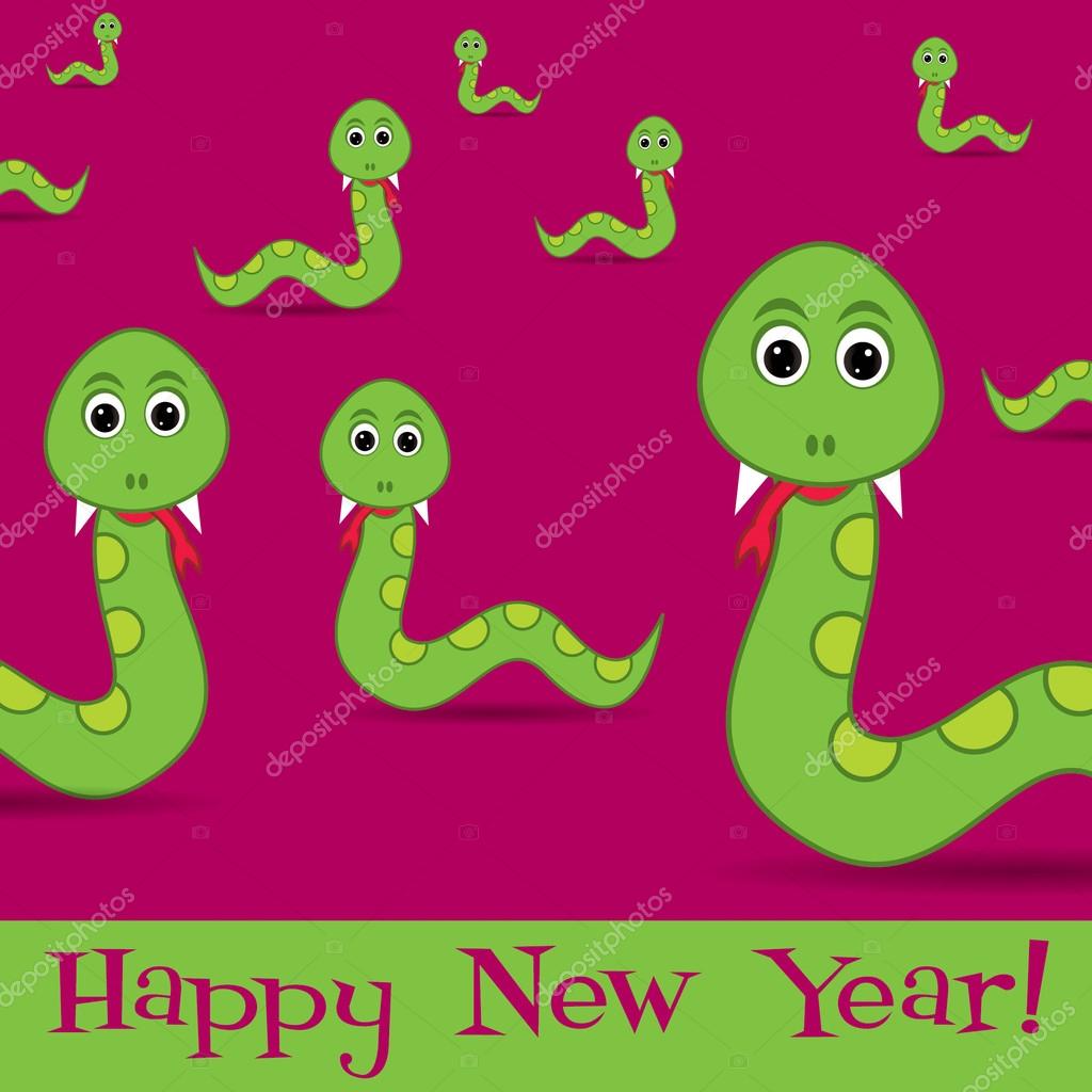 Happy New Year snake card in vector format Stock Vector Image by ...