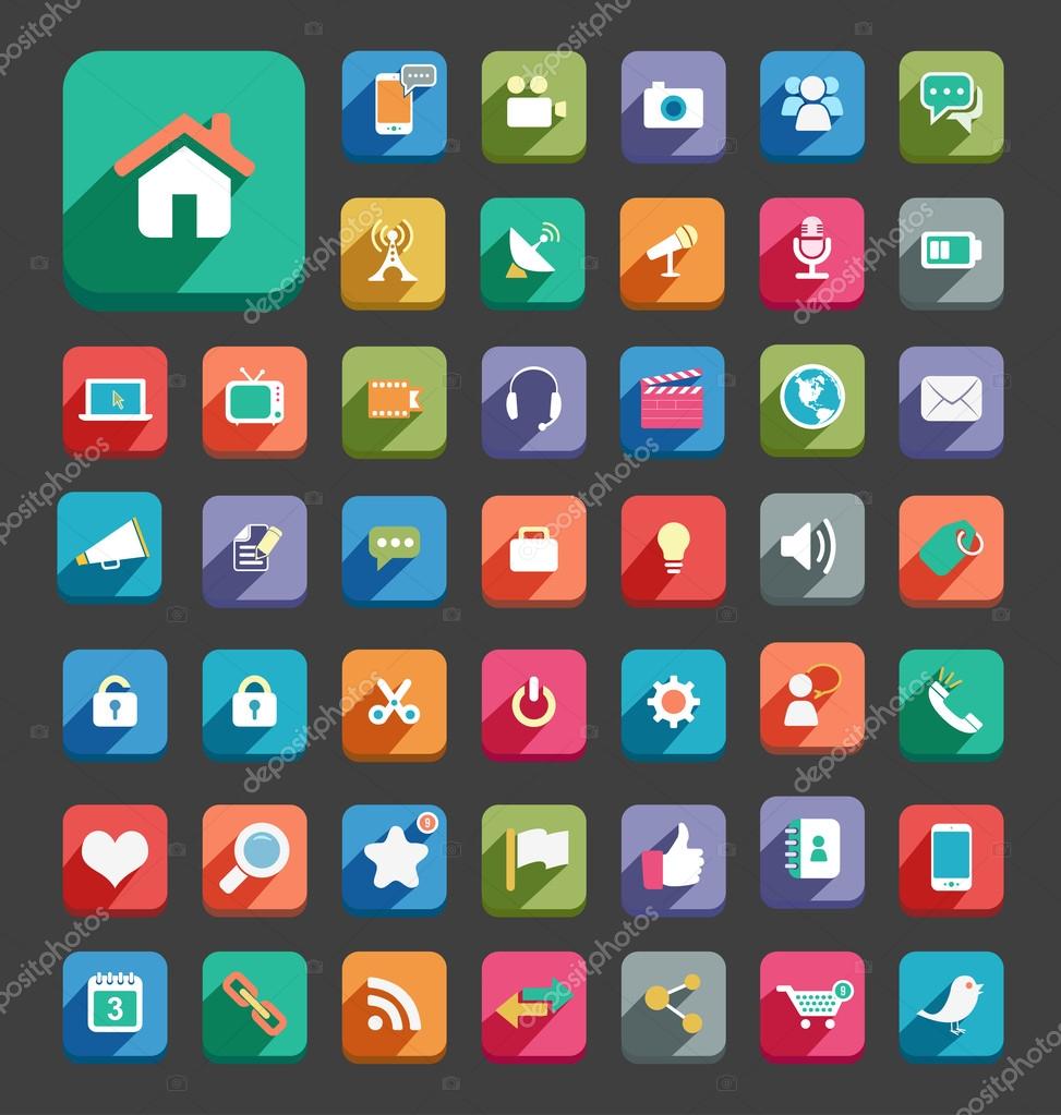 Long Shadow Icons Stock Vector by ©solid-istanbul 31693925