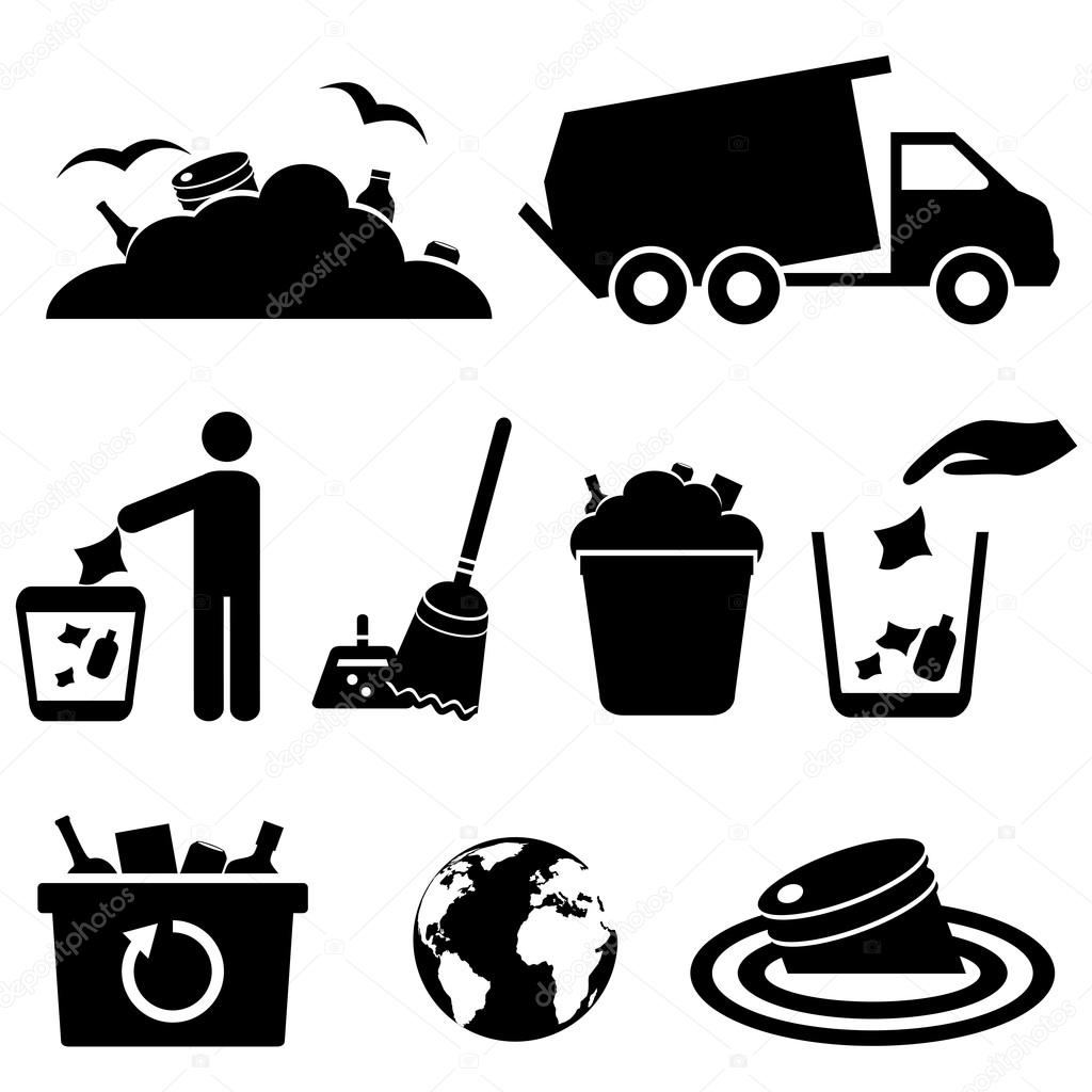 Basura Basura E Iconos De Residuos Vector De Stock 42144617 De ©soleilc
