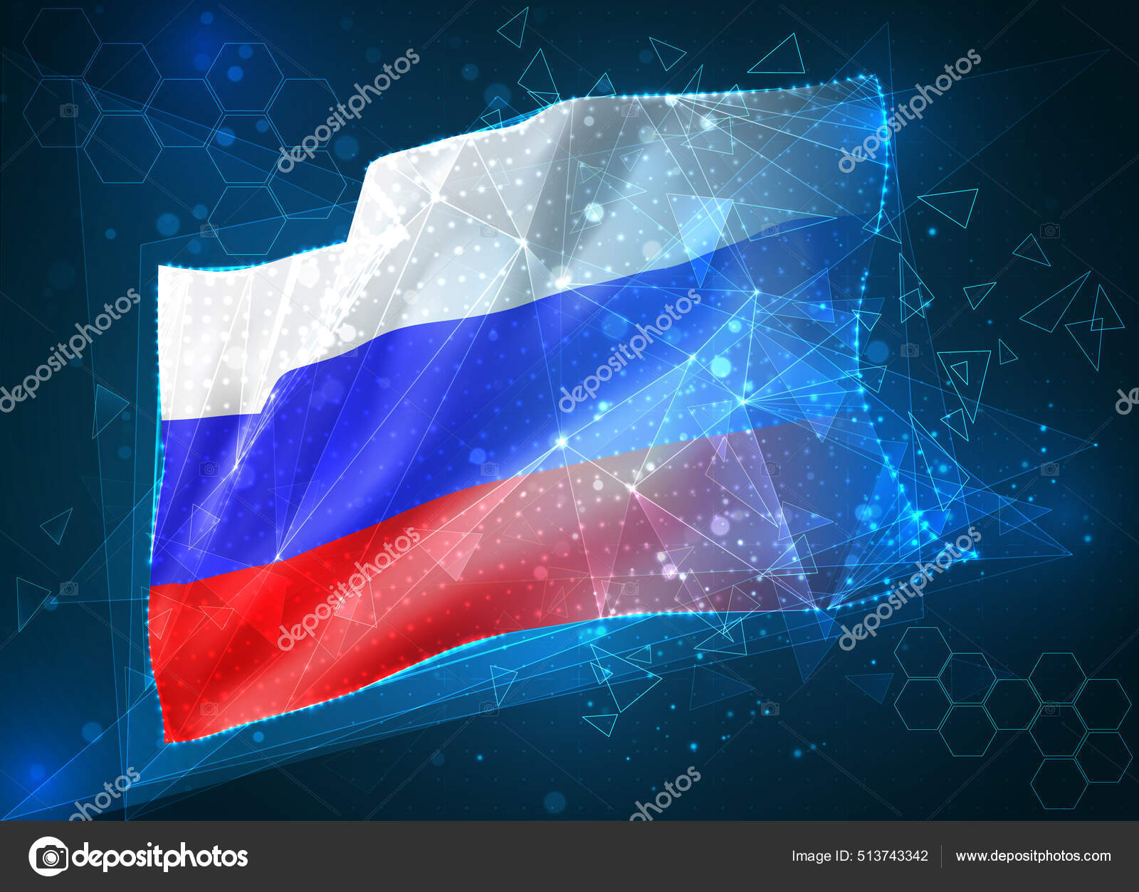 Russia Vector Flag Virtual Abstract Object Triangular Polygons Blue ...