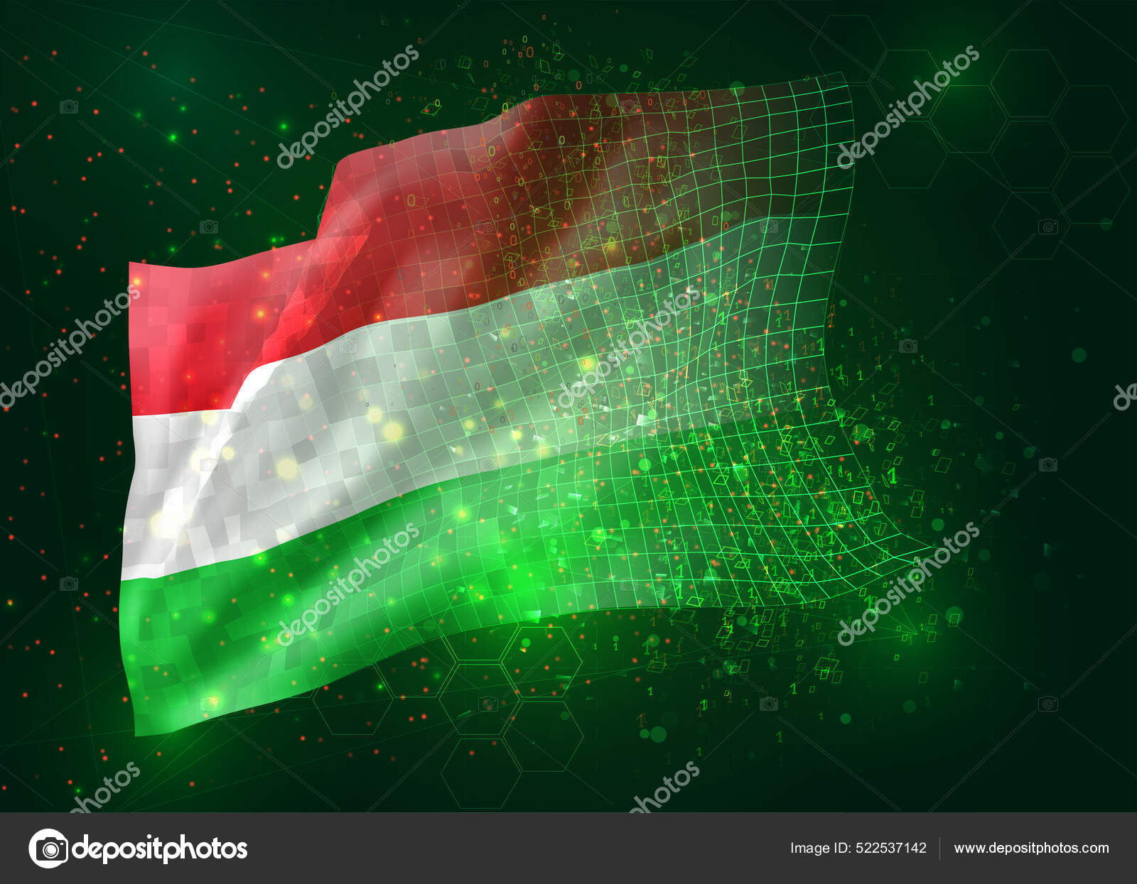 France Vector Flag Green Background Polygons Data Numbers Stock Vector ...