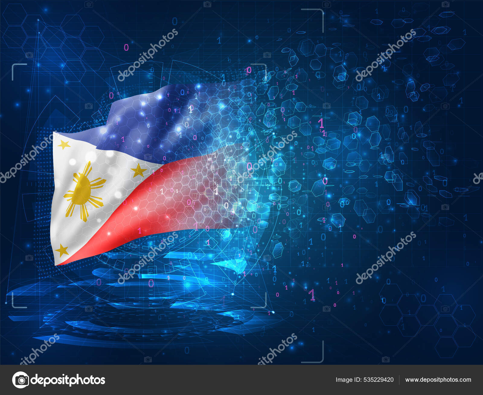 Philippines Vector Flag Blue Background Hud Interfaces Stock Vector by ...
