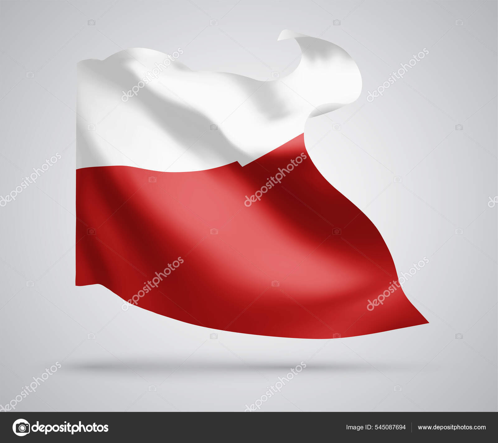 Poland Vector Flag Waves Bends Waving Wind White Background Stock ...