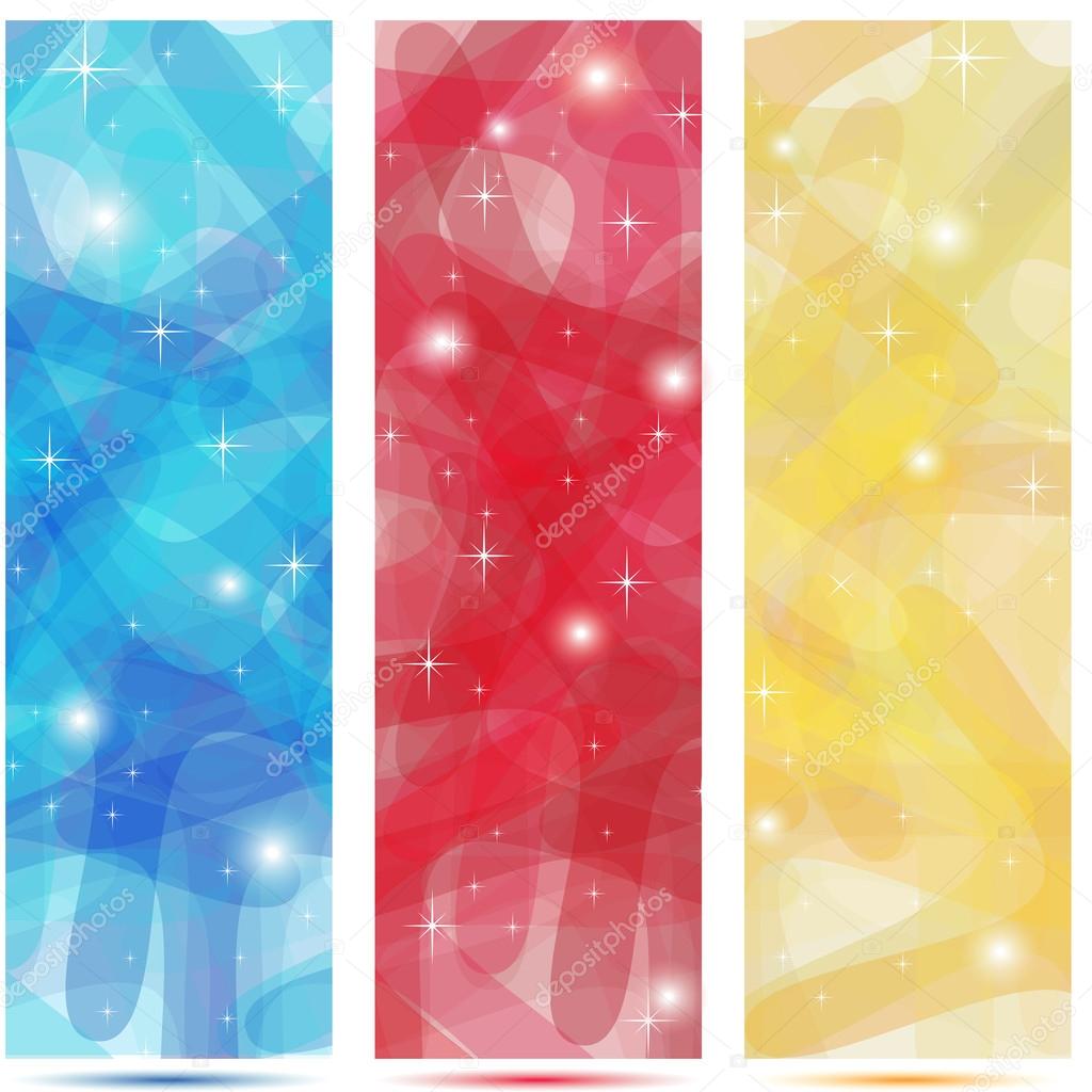 Scribble banners en colores azul, rojo y oro 2025