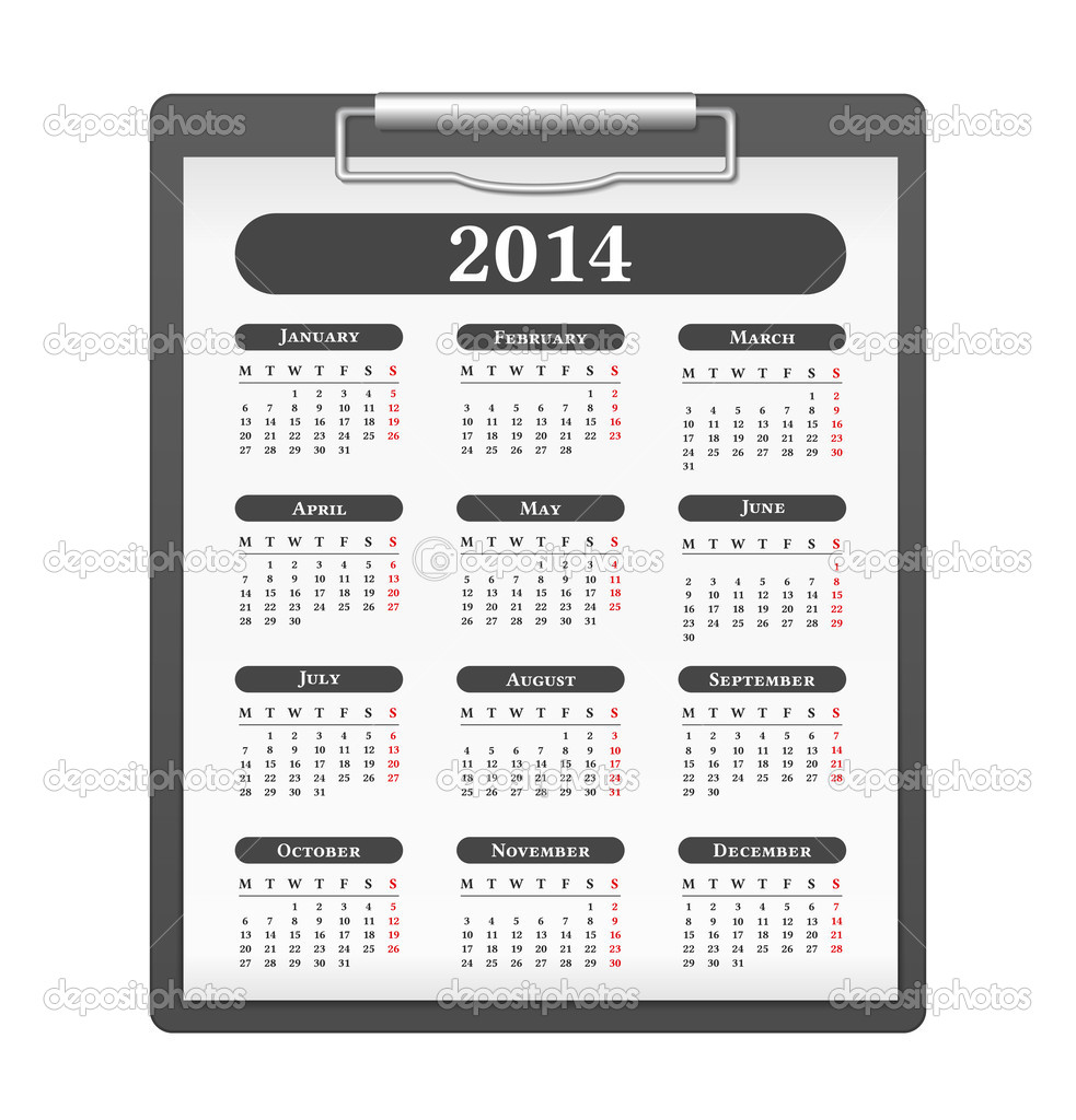 Calendario 2014 Vector de stock #34089649 de ©human_306