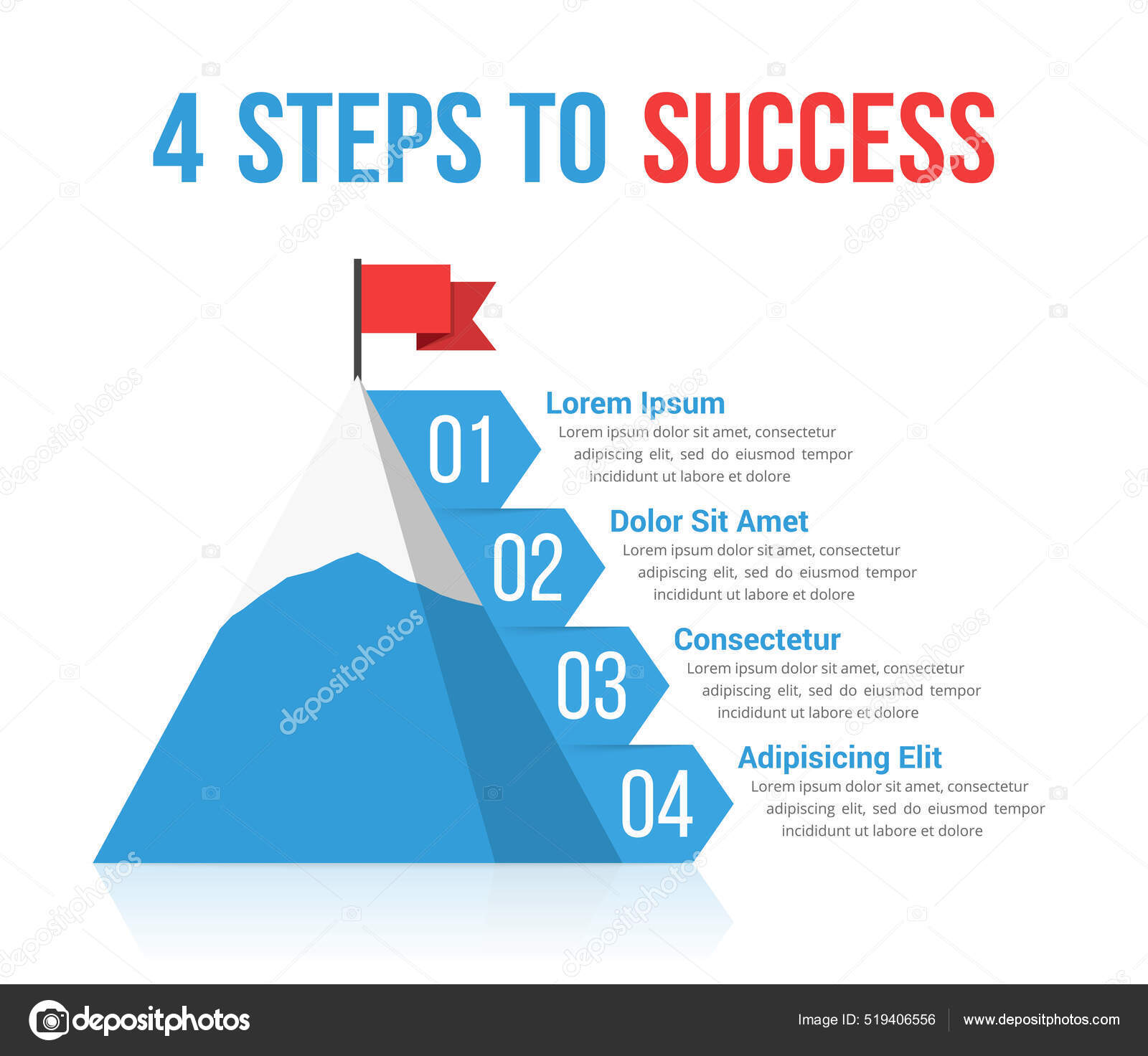 Steps Success Infographics Leadership Motivation Concept Vector Eps10 ...