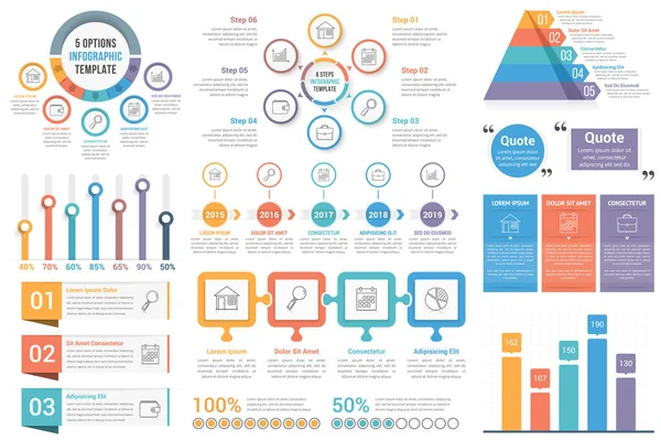 Infographic Elements Circle Diagram Timeline Flowchart Steps Options ...