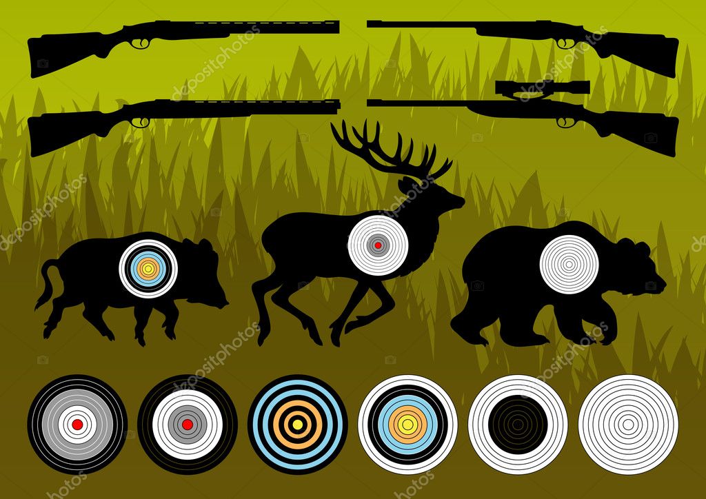 Shooting range wild boar, deer and bear hunting targets silhouet Stock ...