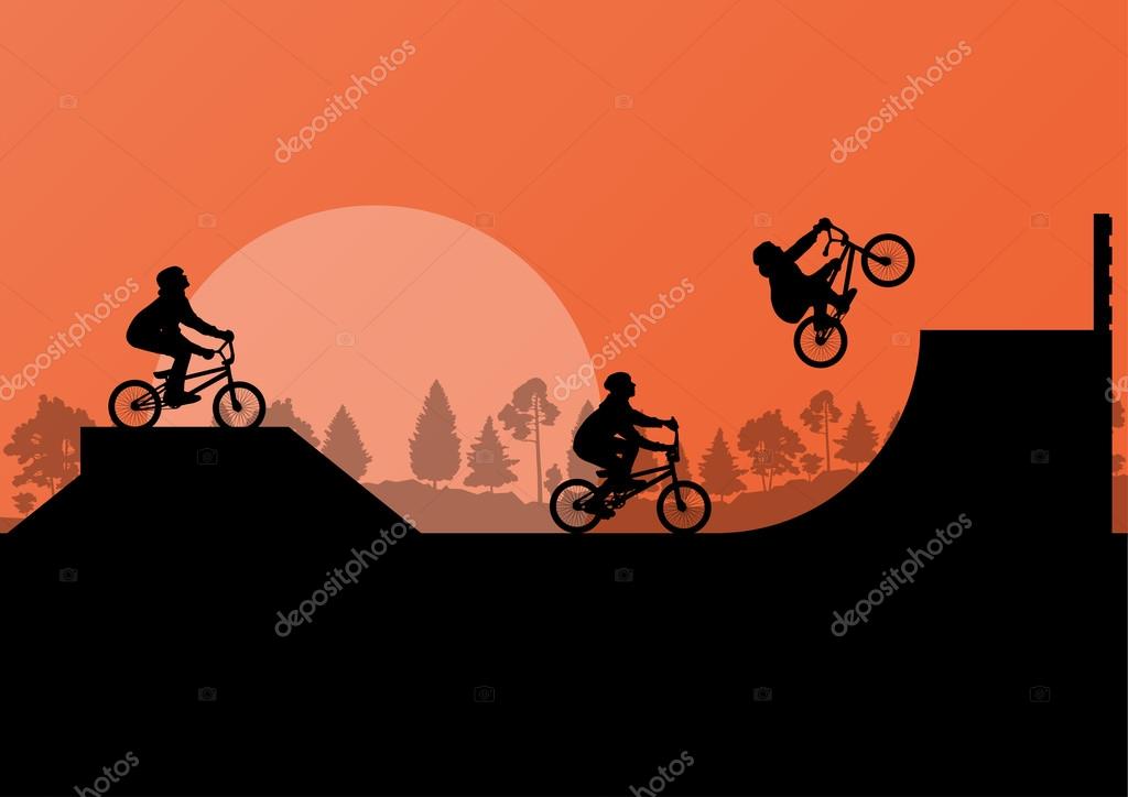 Cycling bmx silhouette vector background for poster Stock Vector Image ...