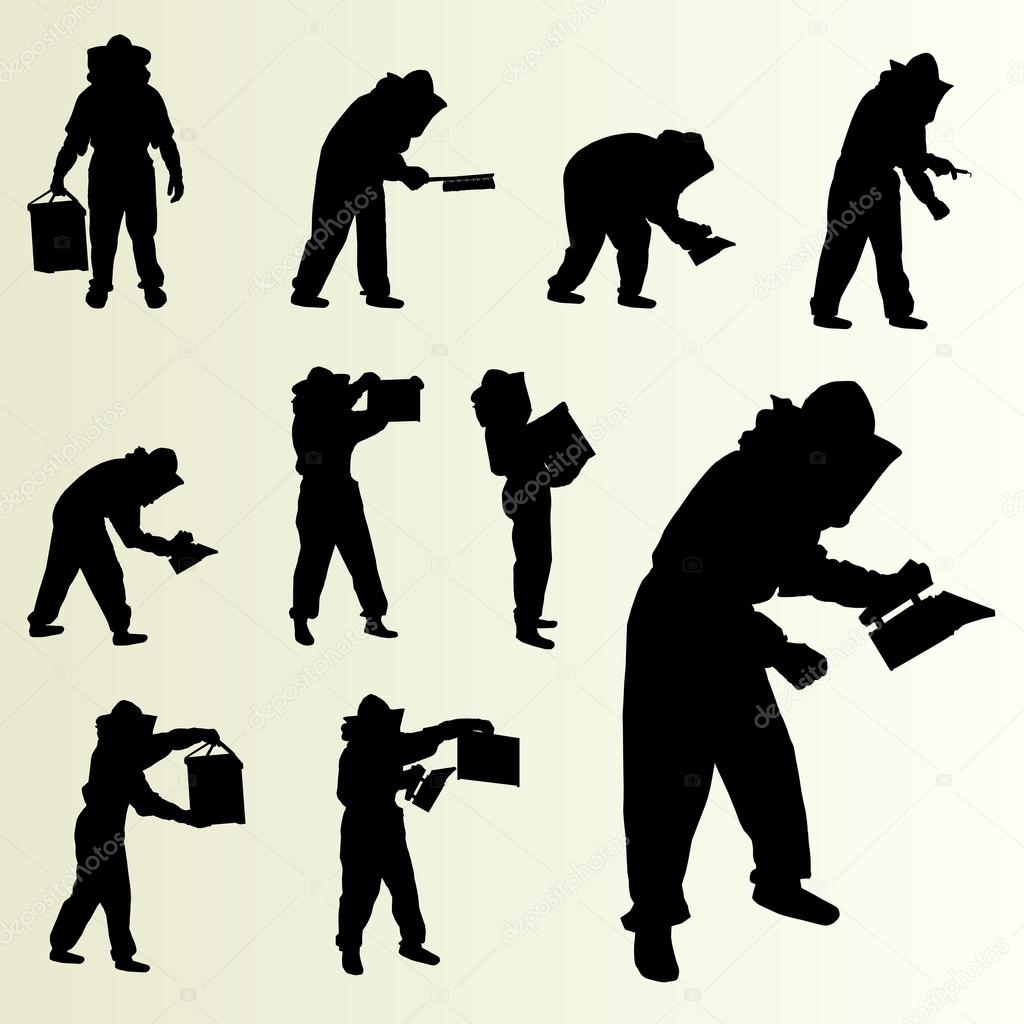 Apicultor conjunto de trabajo vector de fondo — Vector de stock ... Apicultor conjunto de trabajo vector de fondo — Vector de stock ...