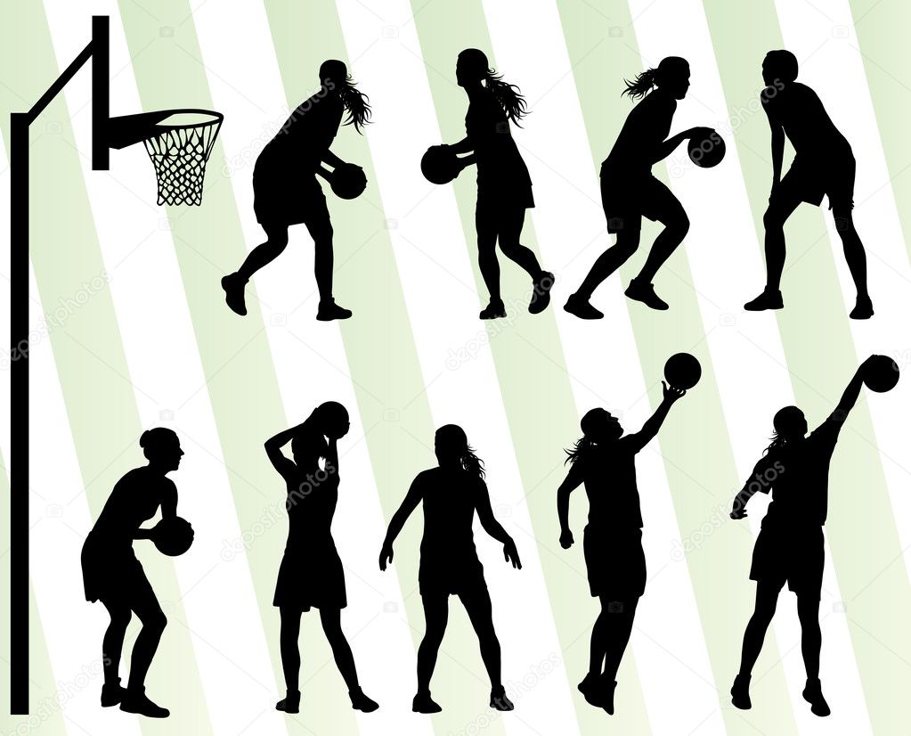 Women basketball vector background silhouette set Stock Vector Image by ...