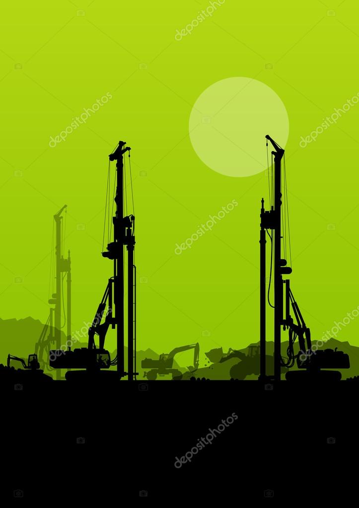 Excavator loaders, hydraulic pile drilling machines, tractors an Stock ...