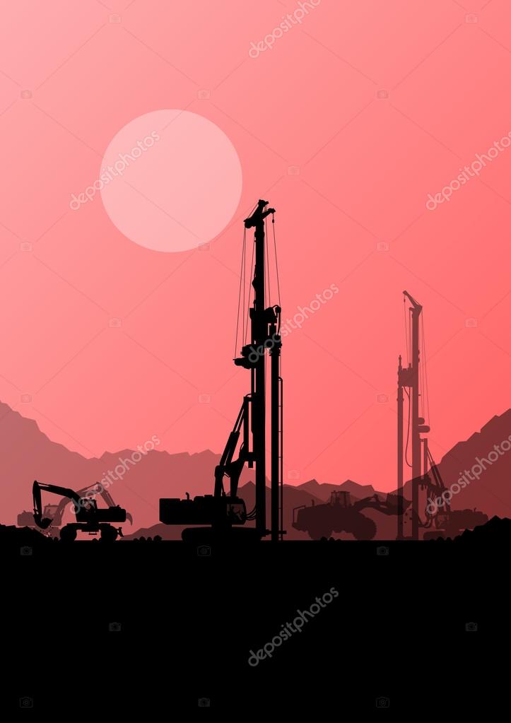 Excavator loaders, hydraulic pile drilling machines, tractors an Stock ...