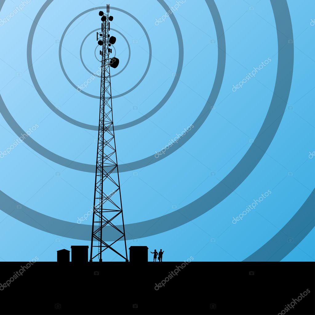 Telecommunications radio tower or mobile phone base station conc Stock ...
