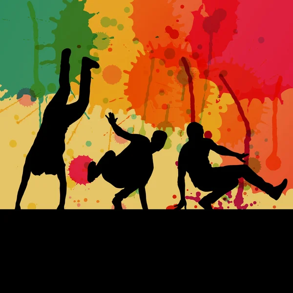 Boy dance silhouette vector color splash background concept — Stock ...