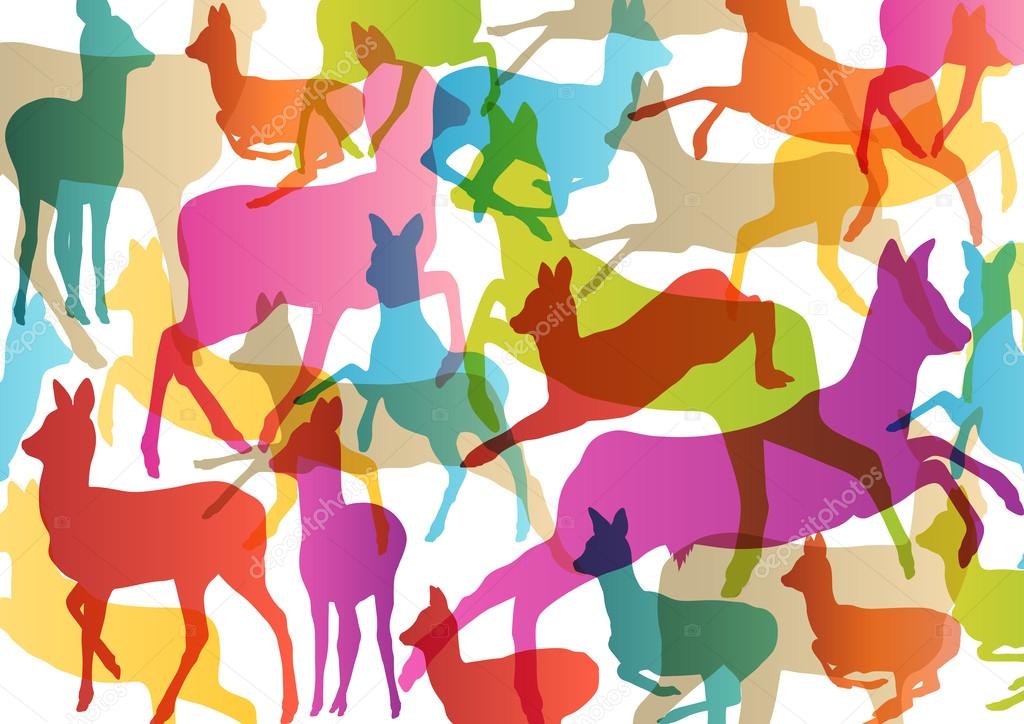 Doe venison deer silhouettes in abstract animal background illus Stock ...