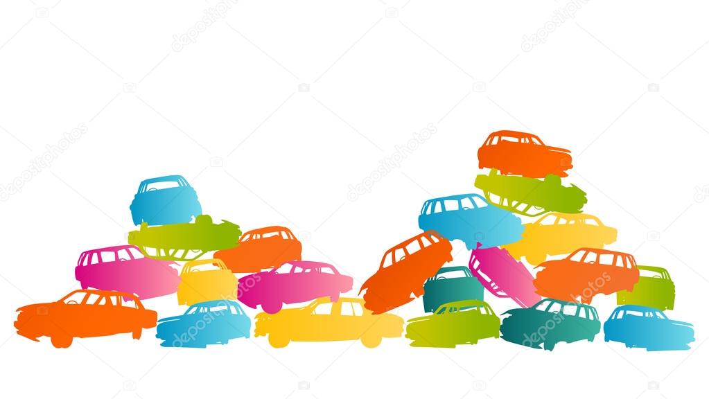 Iron scrap car junkyard vector background landscape concept Stock ...