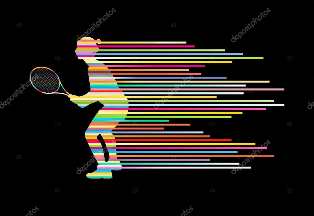 Tennis player abstract vector background concept made of stripes Stock ...