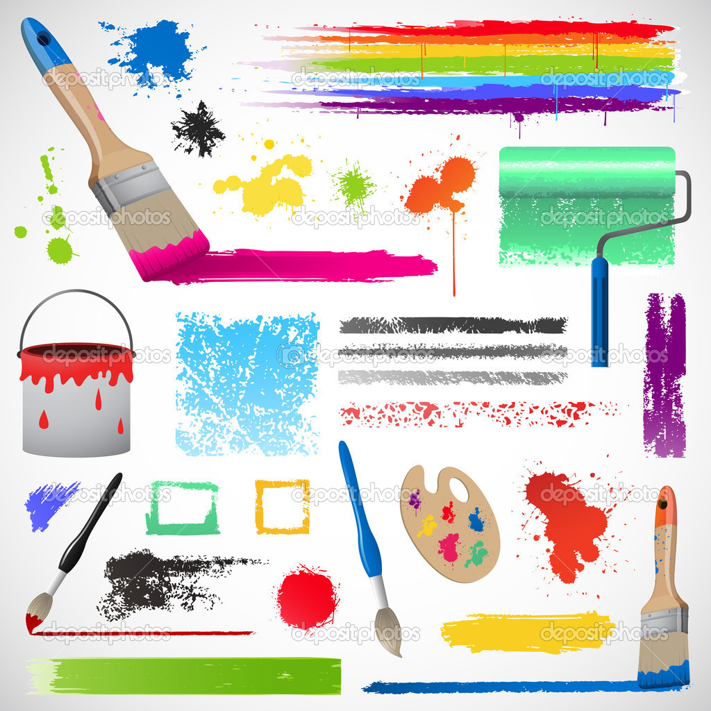 Painting and paint splats elements Stock Illustration by ©hugolacasse ...