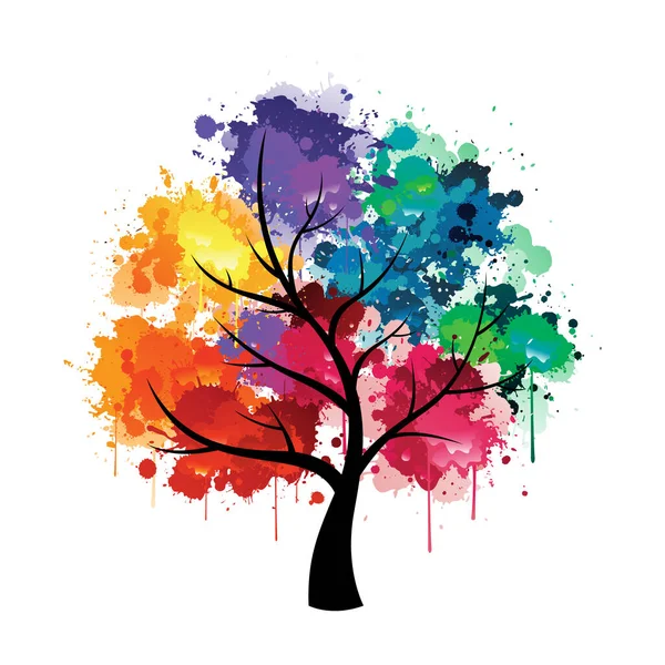 Multi colored paint splat abstract tree Stock Vector Image by ...