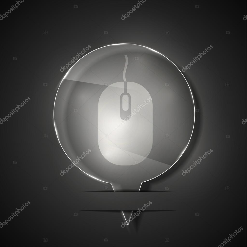 Vector glass computer mouse icon on gray background. Eps 10 Stock ...