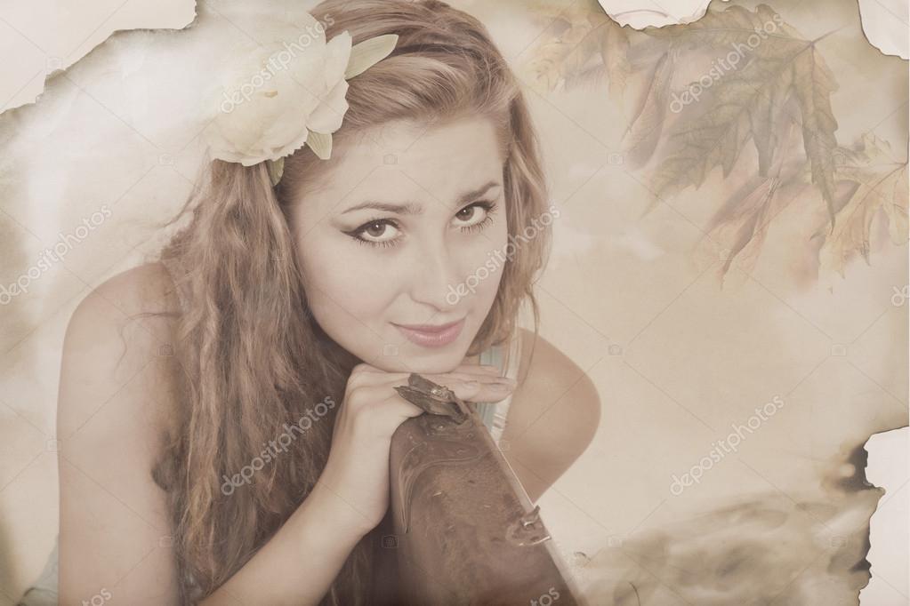 Close up vintage portrait of pin up woman — Stock Photo © Eillen_1981 ...
