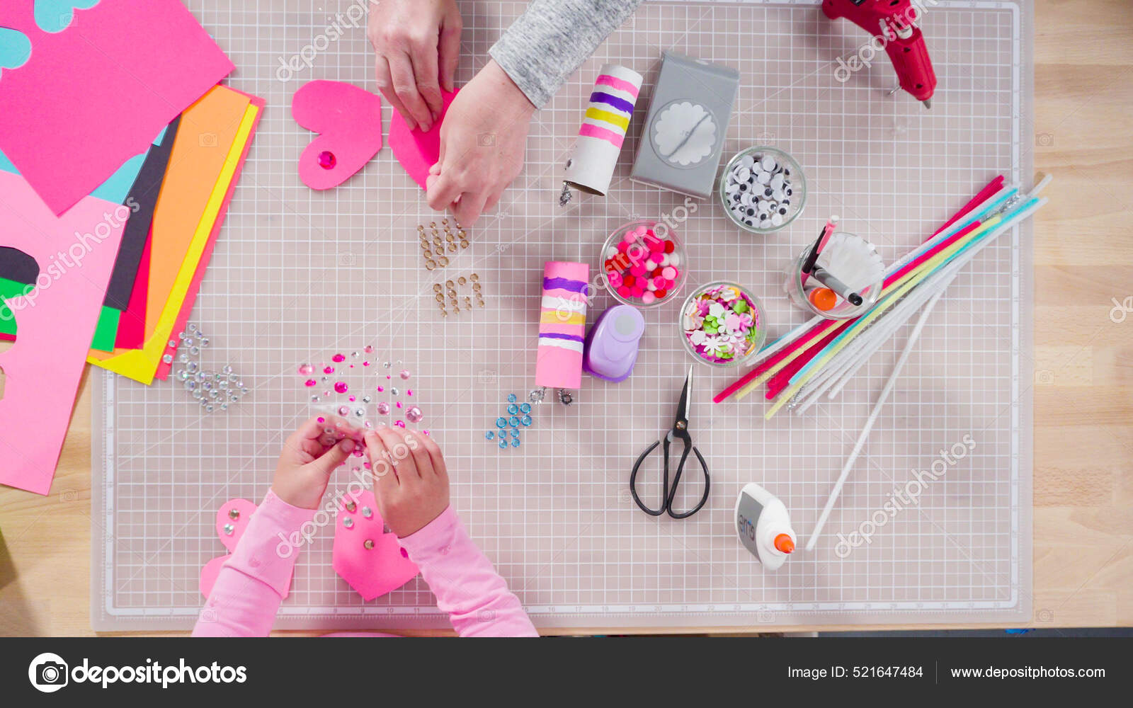 Flat Lay Kids Papercraft Making Paper Bugs Out Empty Toilet Stock Photo ...