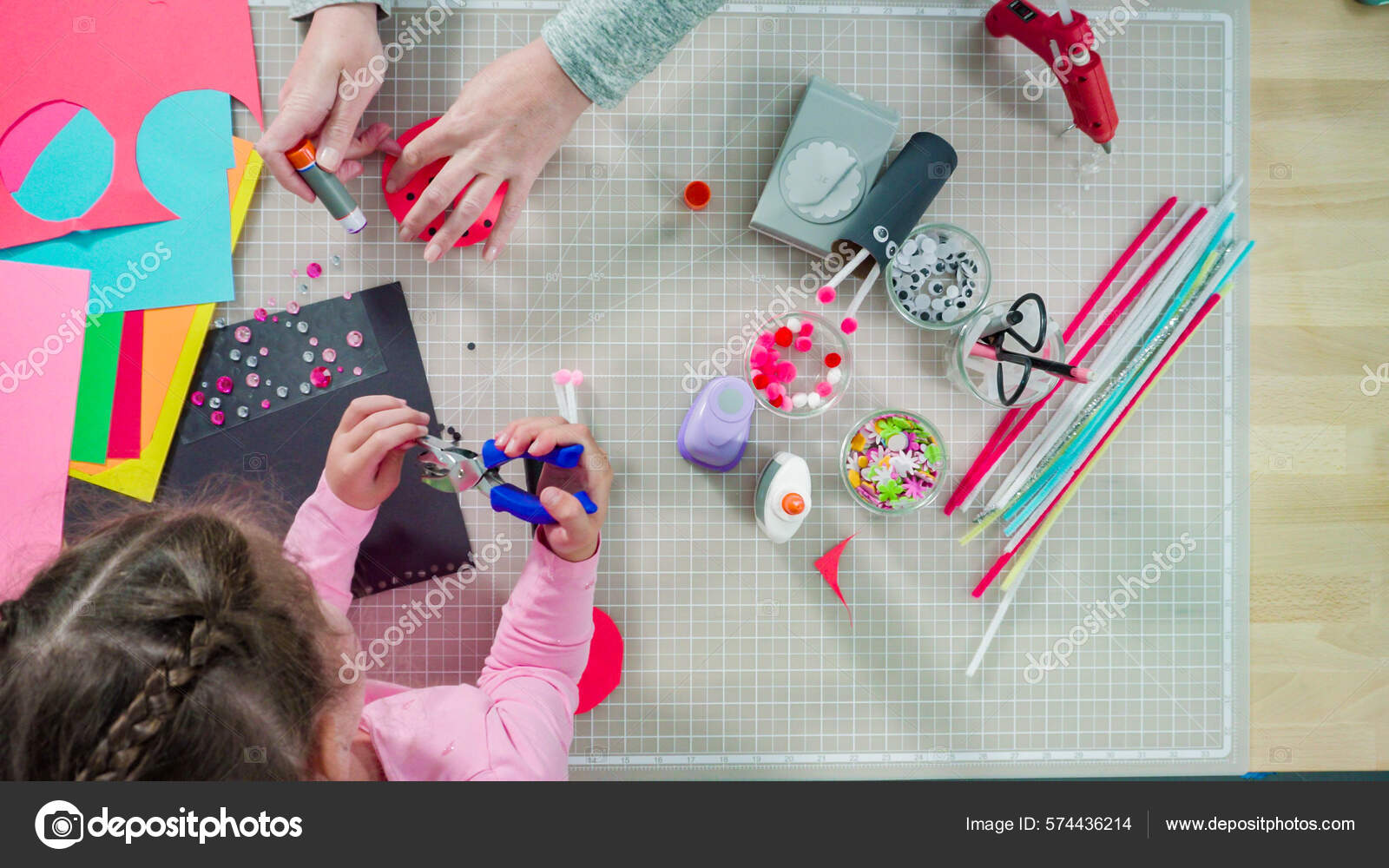 Flat Lay Kids Papercraft Making Paper Bugs Out Empty Toilet Stock Photo ...