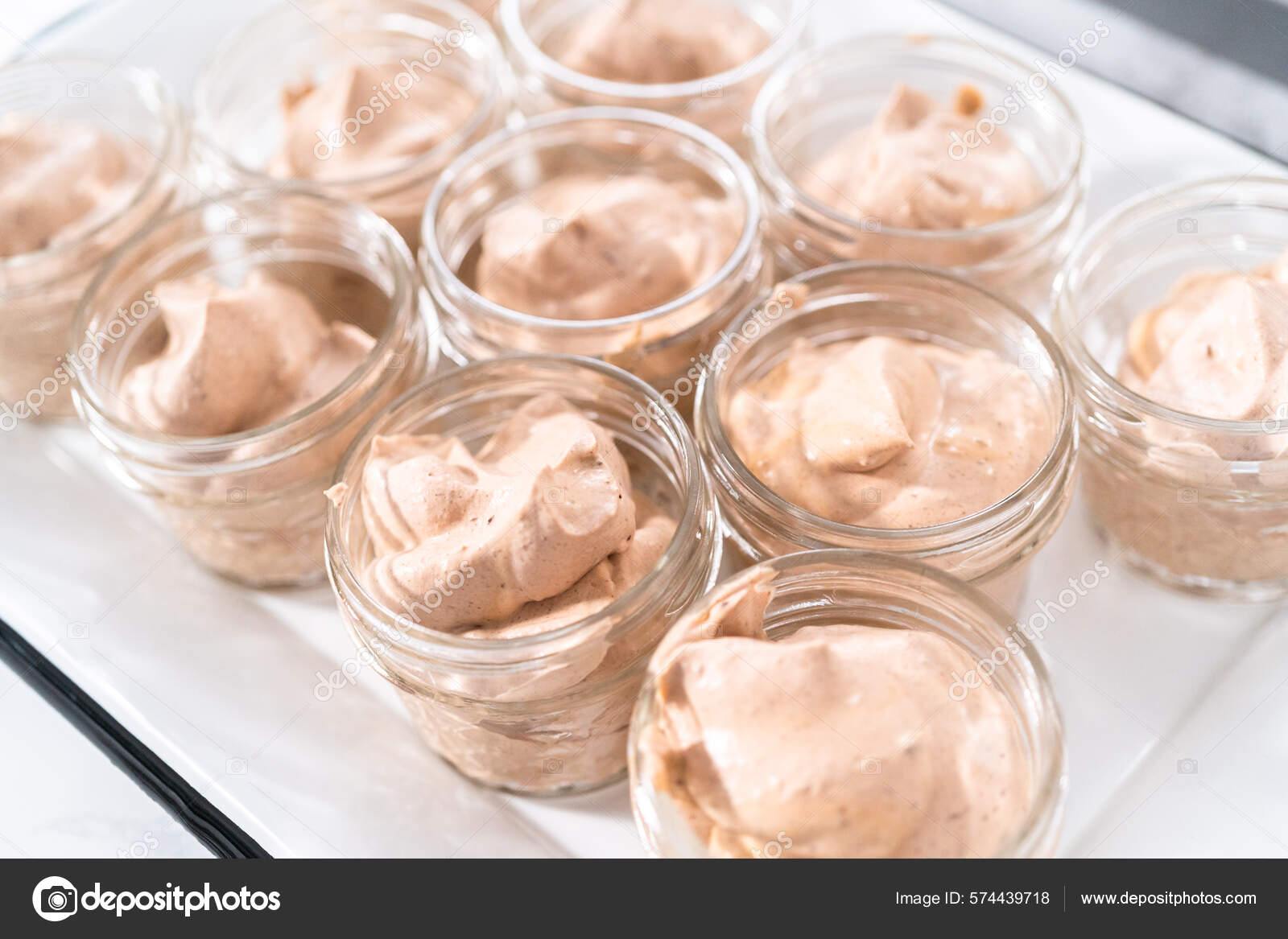 Scooping Mixture Small Glass Jars Make Homemade Chocolate Ice Cream ...