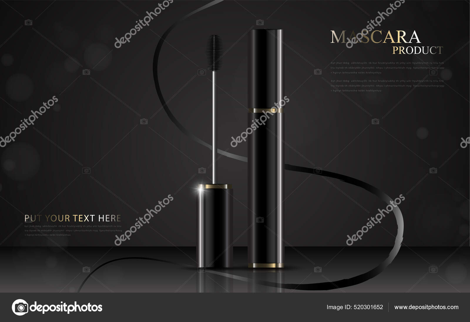 Luxury Mascara Ads Black Golden Package Streamline Background ...