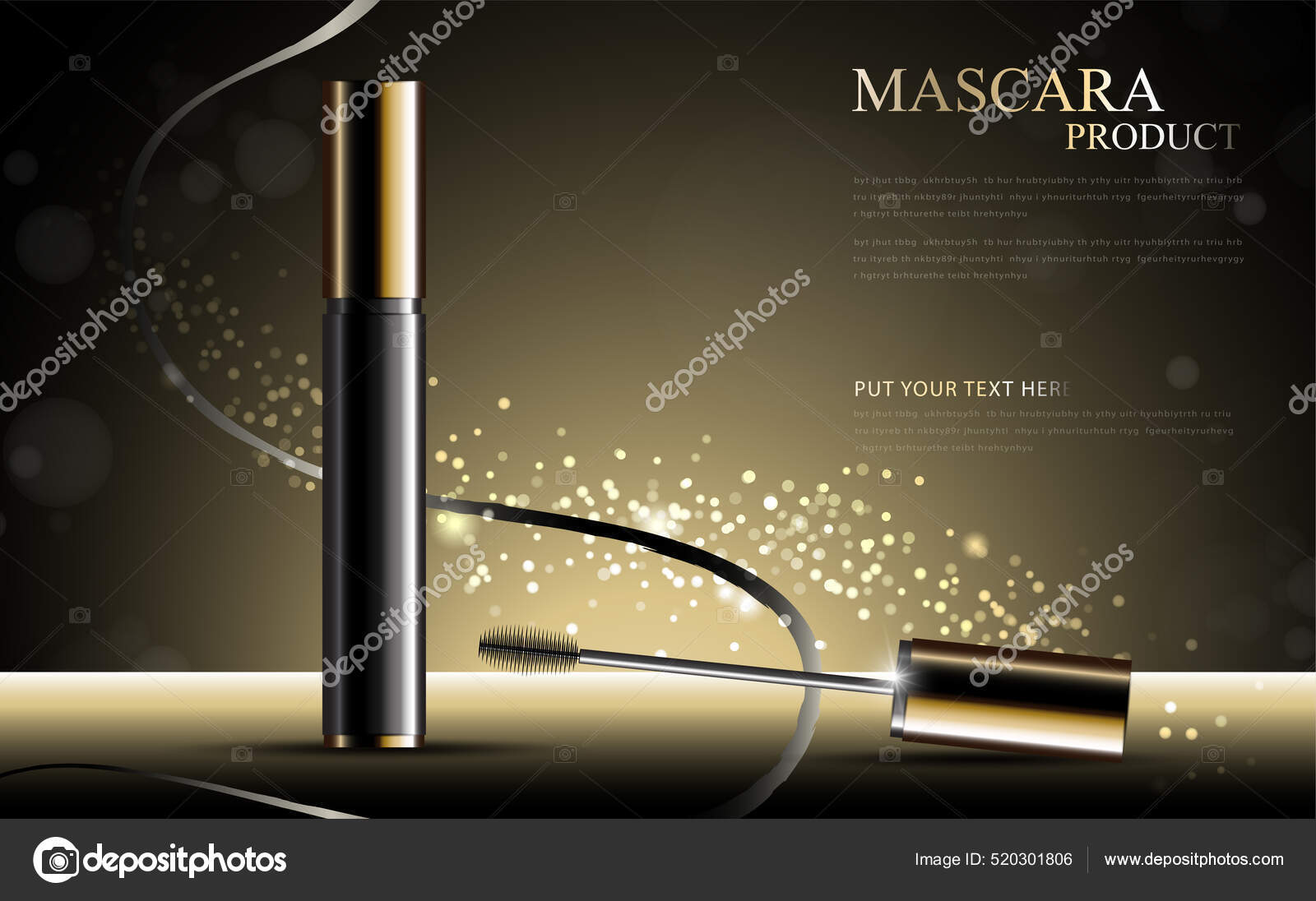 Luxury Mascara Ads Black Golden Package Streamline Background ...