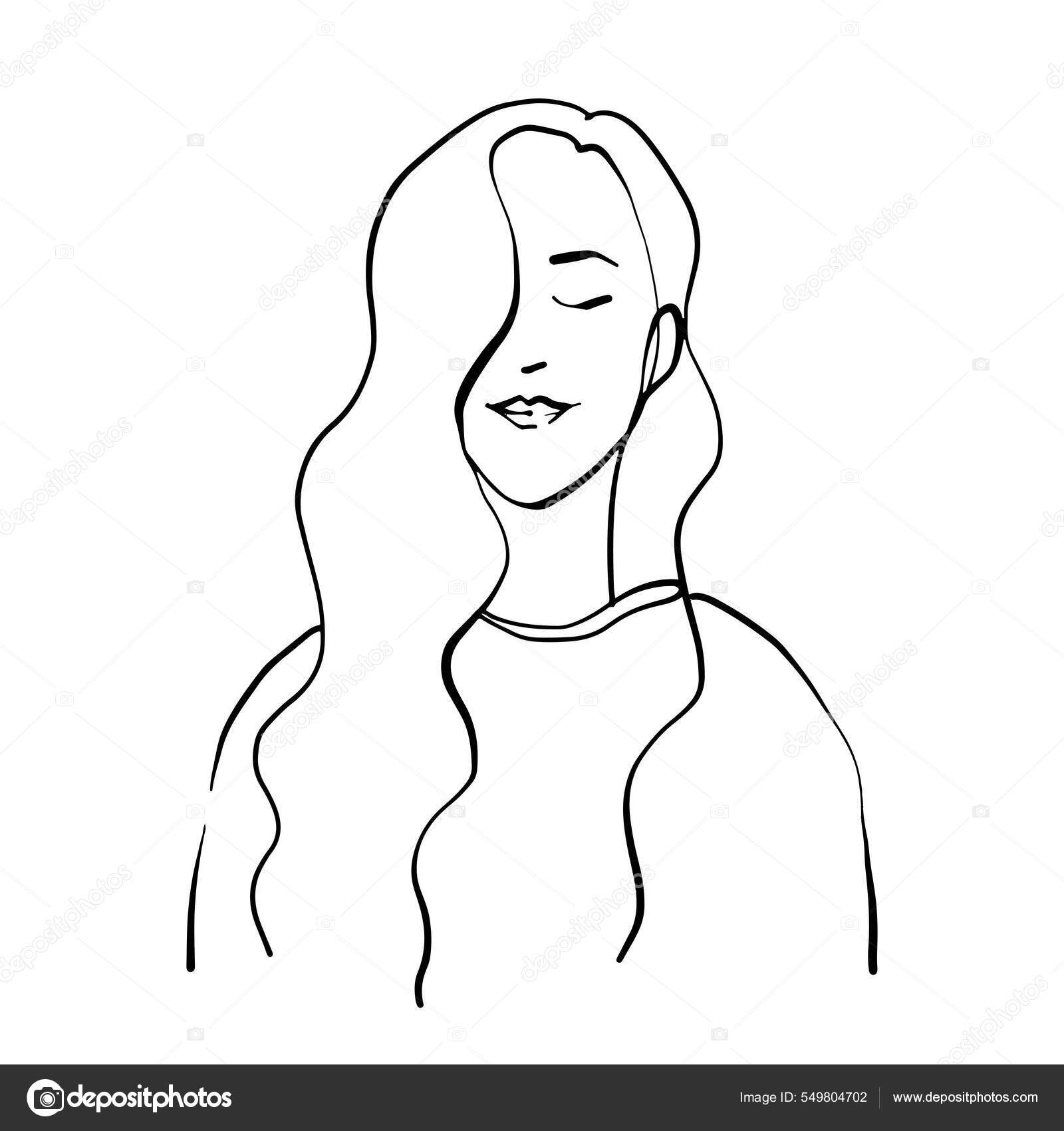 Woman Face Line Drawing Modern Abstract Minimalistic Women Faces Face ...