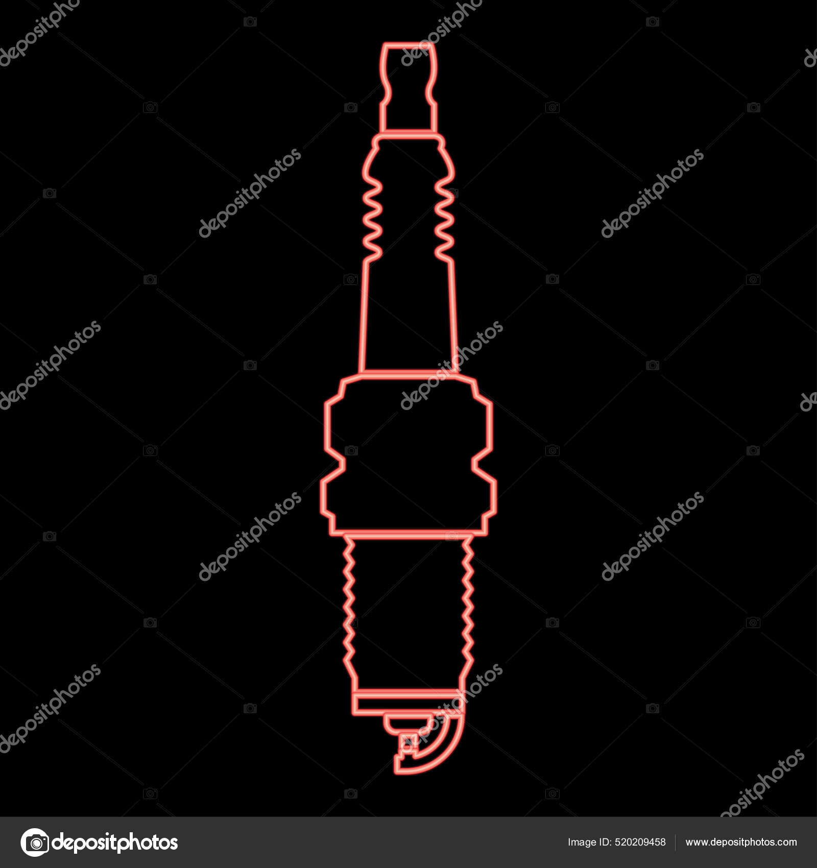 Neon Spark Plug Red Color Vector Illustration Flat Style Light Stock ...