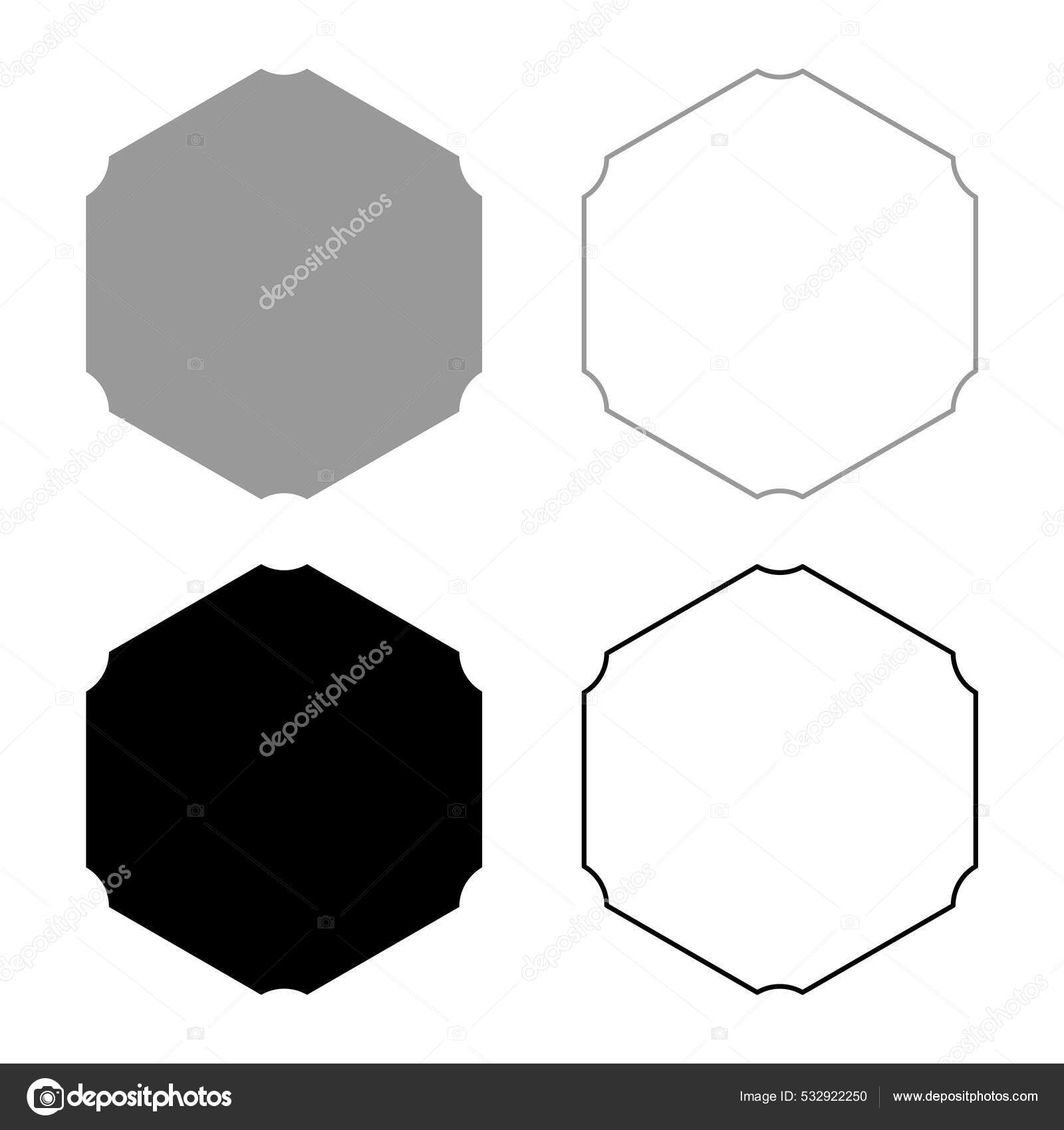 Hexágono Con Esquinas Redondeadas Conjunto Icono Gris Negro Vector ...