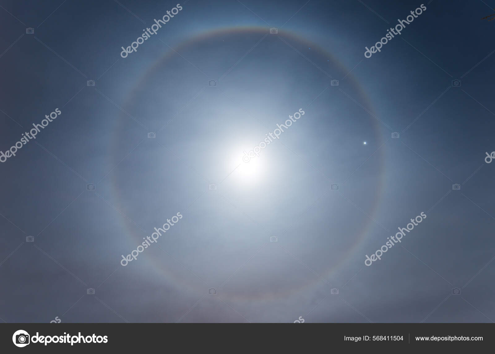 Beautiful Moon Halo Phenomenon Starry Night Sky Halo Caused Ice — Stock ...