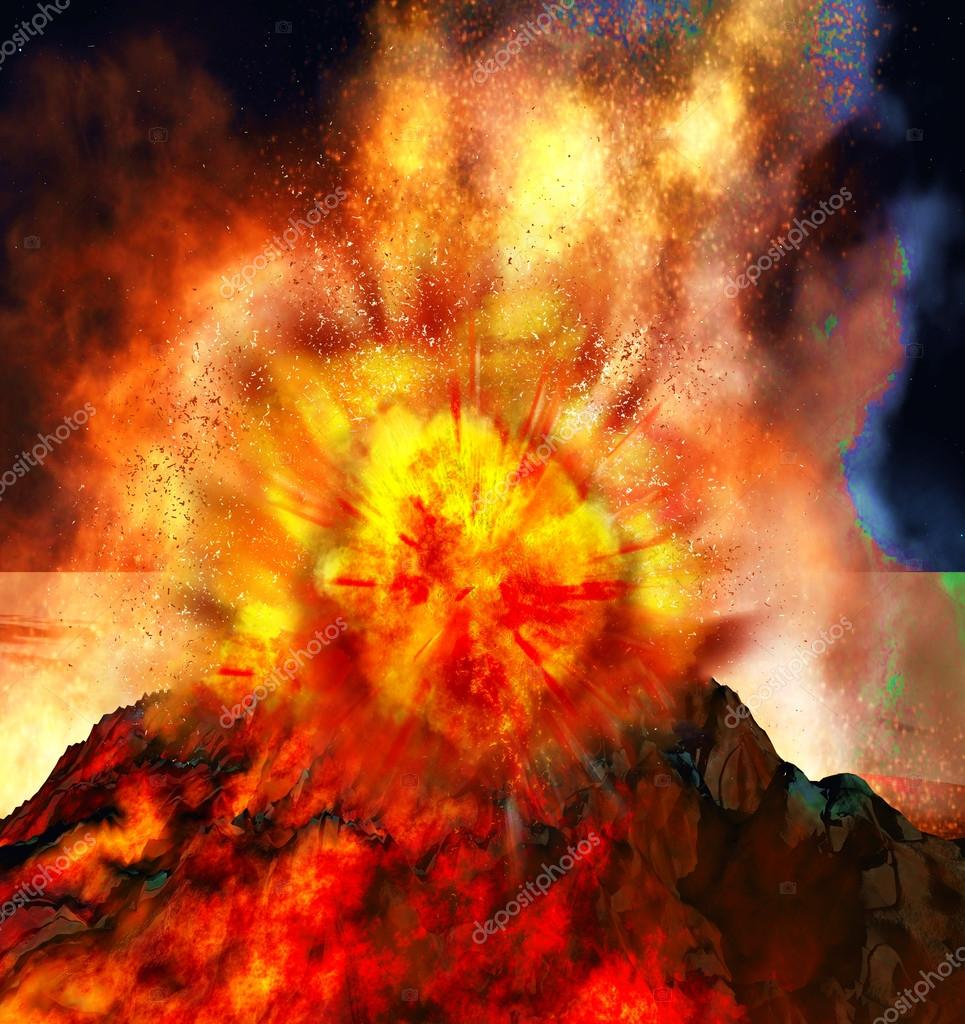 Volcanic eruption on island Stock Photo by ©DarioStudios 21595995