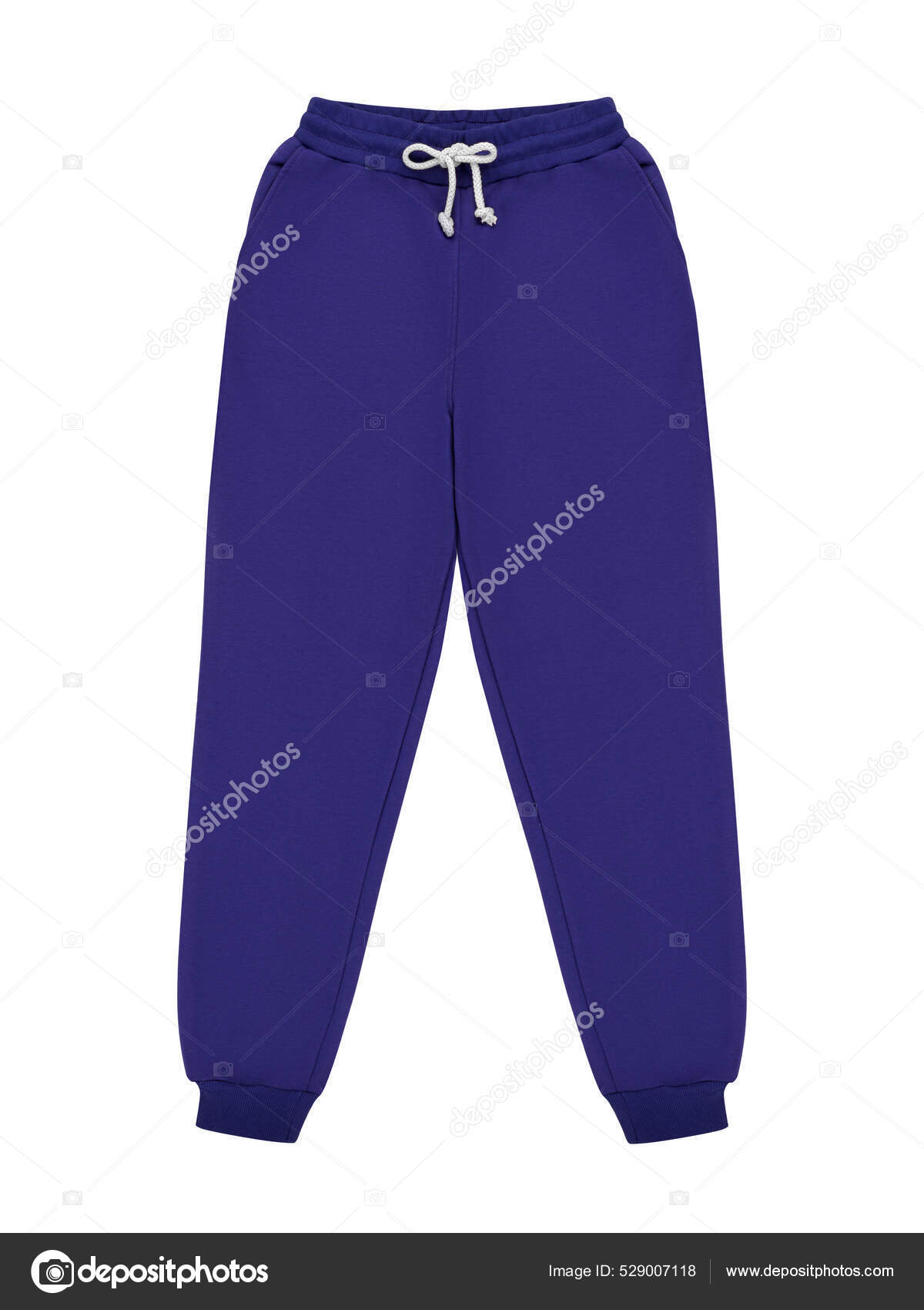 Violet jogger pants mockup. Template Sports trousers front view for ...