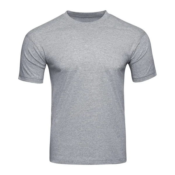 Blank Template Men Grey T Shirt Short Sleeve Front View Bottom Up