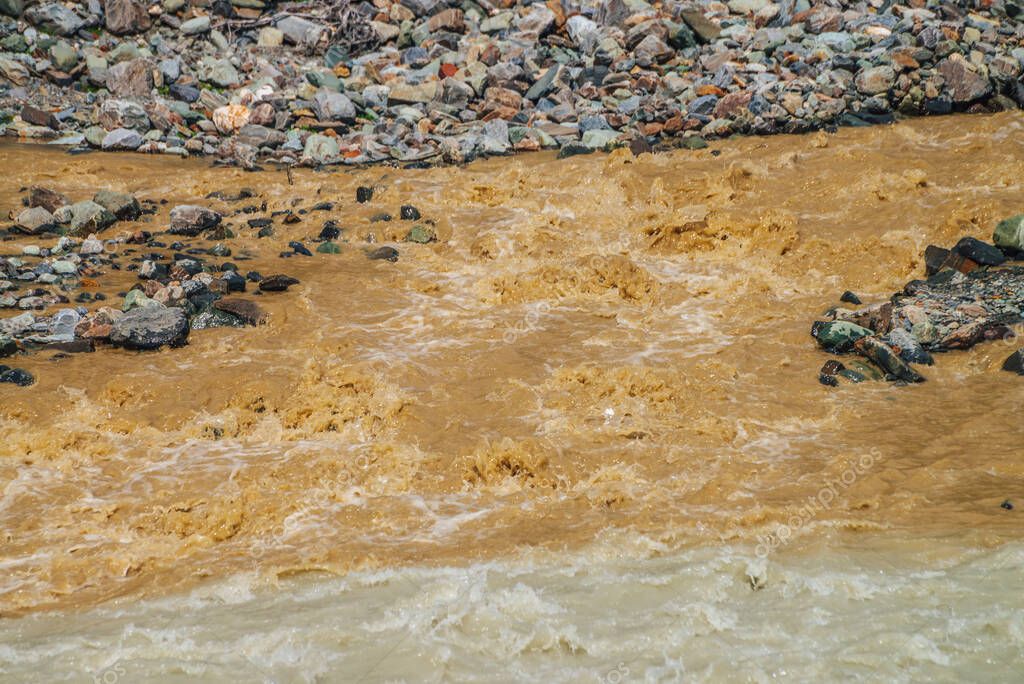 Paisaje multicolor con confluencia de dos ríos. Hermoso fondo vívido ...