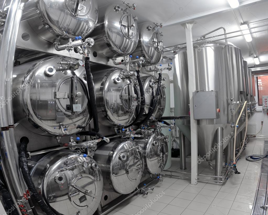 Row of tanks in microbrewery — Stock Photo © nikitos1977 #43363285
