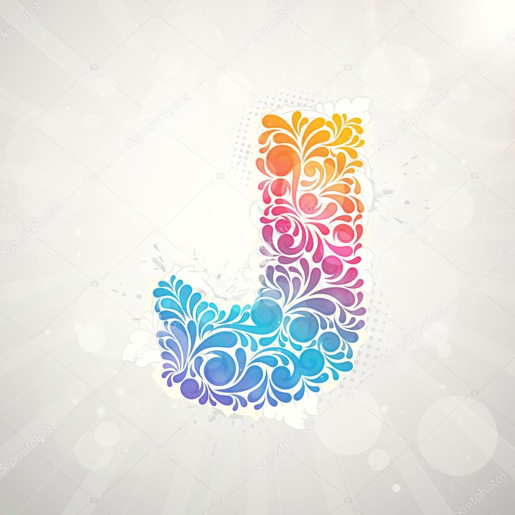 Colorful pattern alphabet. Letter J Stock Vector by ©cozm 16502755