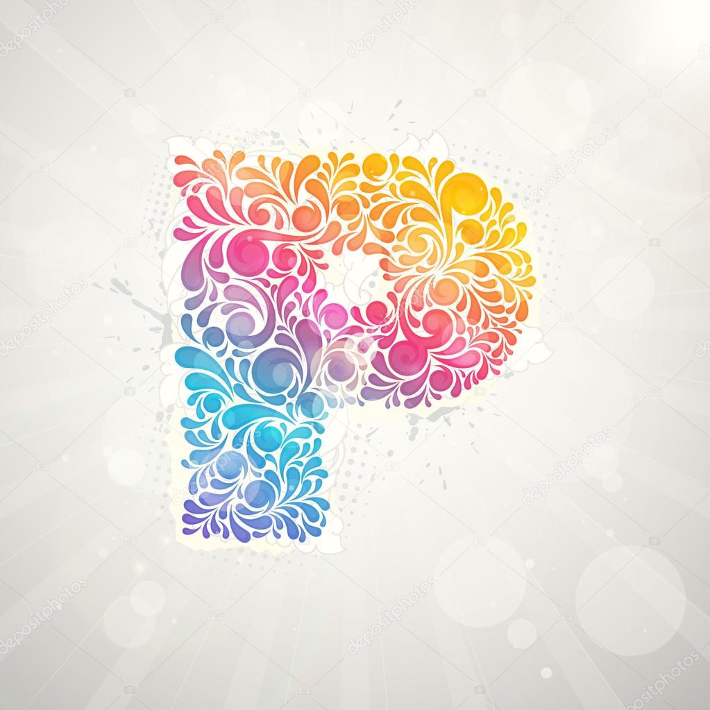 Colorful pattern alphabet. Letter P — Stock Vector © cozm #16524871