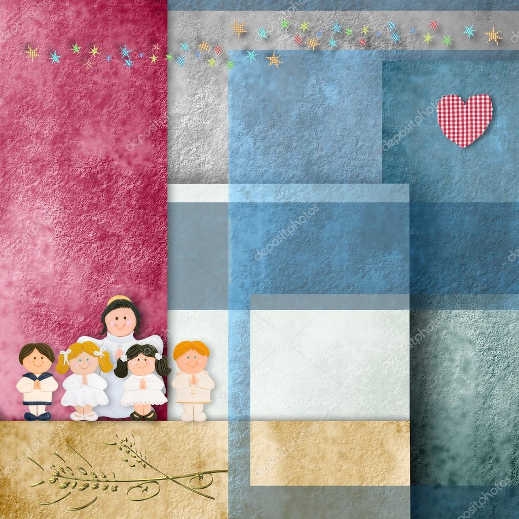 First communion card, children and angel Stock Photo by ©Risia 22183857
