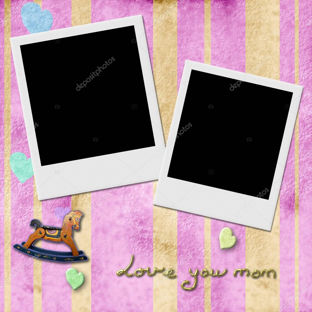 Love you mom, two Instant Photo Frames in pink — Stock Photo © Risia ...