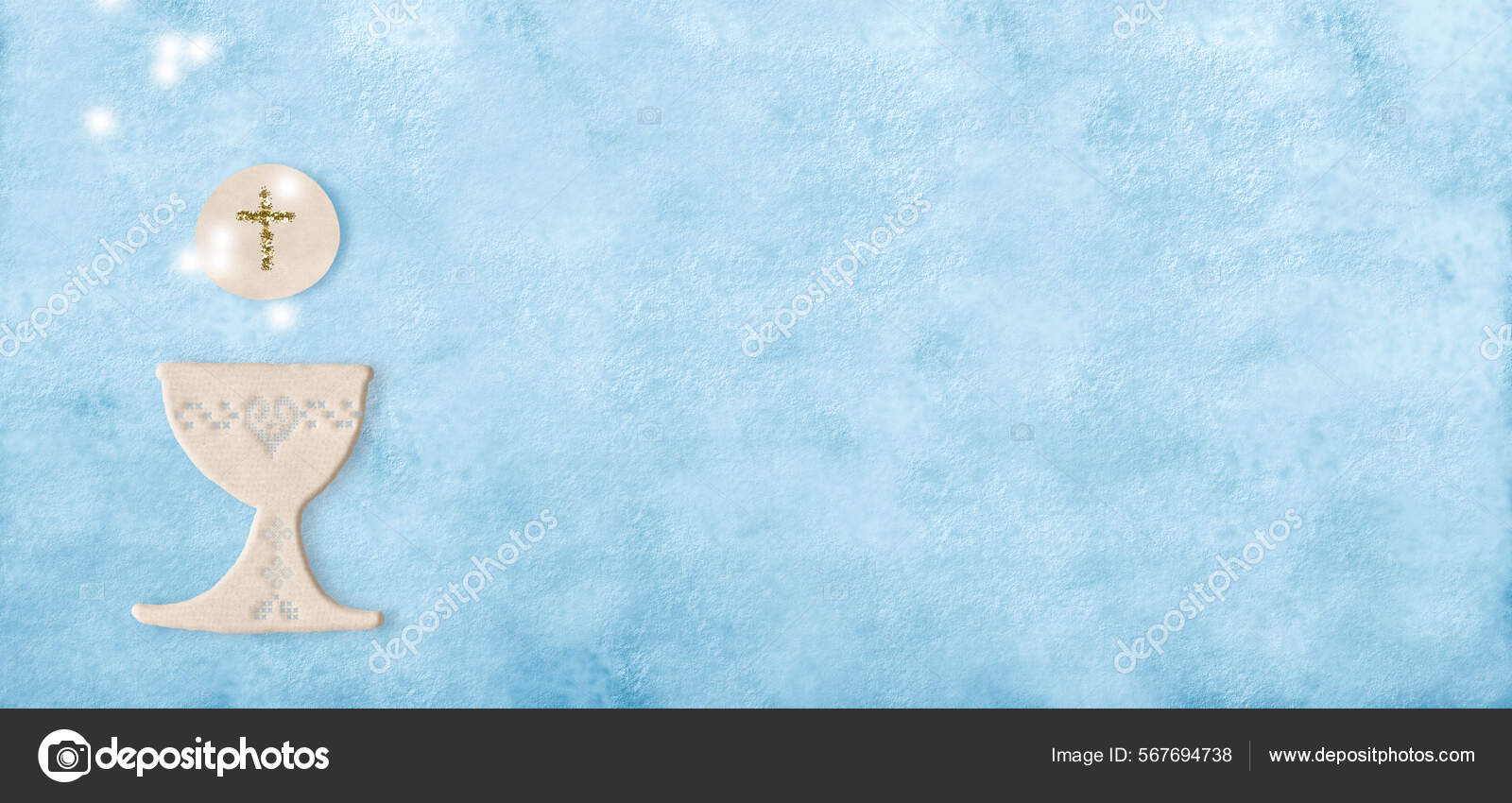 First Holy Communion Invitation Card Chalice Host Blue Paper Background ...