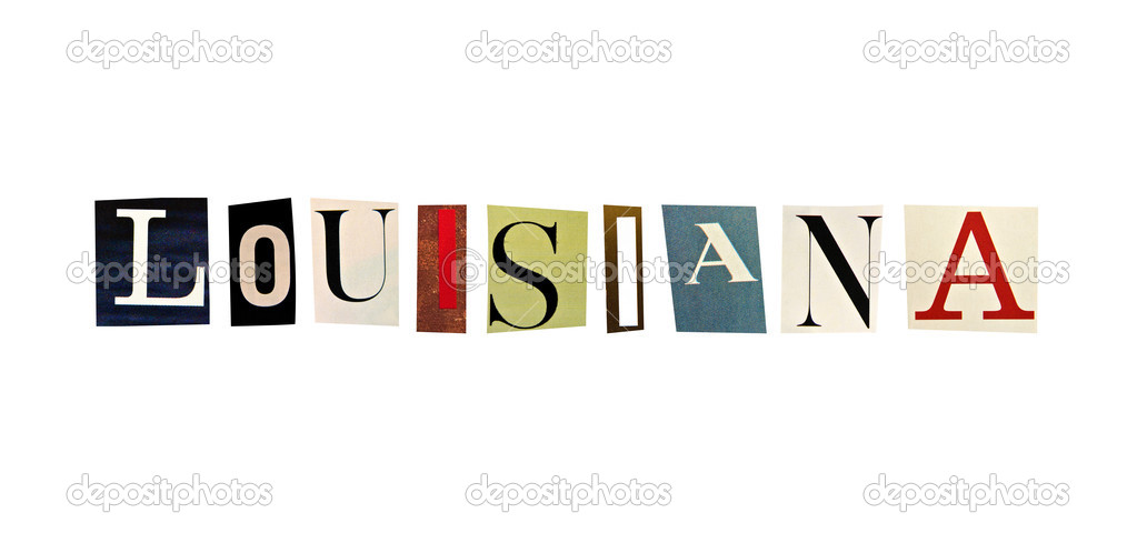 Louisiana word formed with magazine letters on a white background Stock ...
