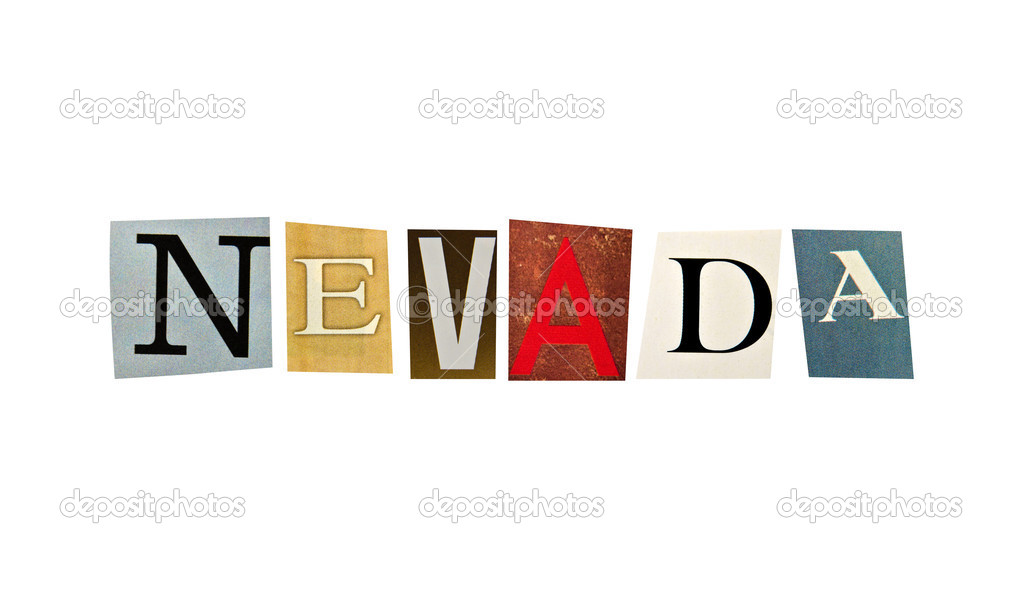 Nevada word formed with magazine letters on a white background Stock ...