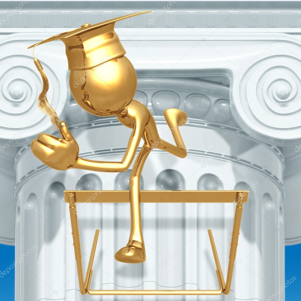 Golden Grad Jumping Hurdles Graduation Concept — Stock Photo © LuMaxArt ...